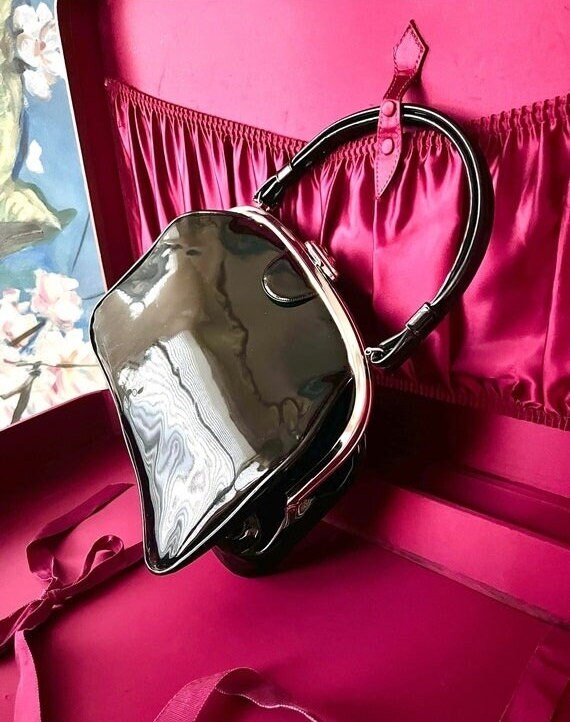 DOVA Black Patent Leather Handbag: 1950s Mid Century … - Gem