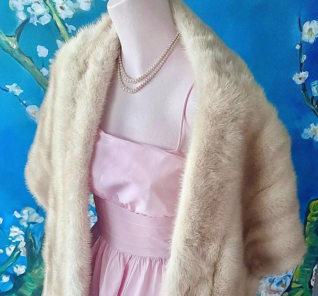Mink Bridal Stole Cape Blonde Emba Natural Pale Rose Mink Fur Stole ...