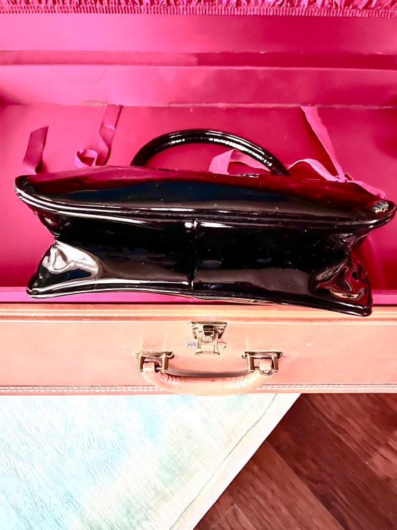 DOVA Black Patent Leather Handbag: 1950s Mid Century … - Gem