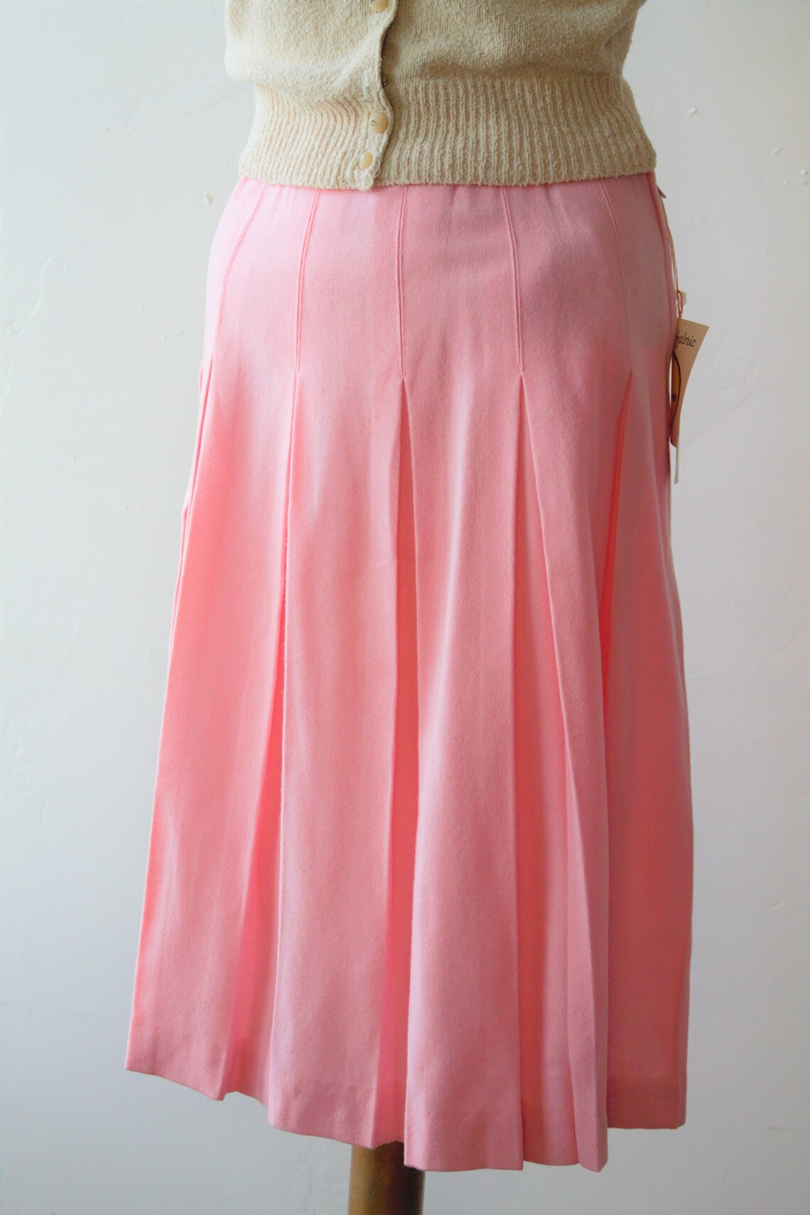 Wool Skirt Secretary Dress Office Skirt Pink Box Pleat Skirt - Etsy