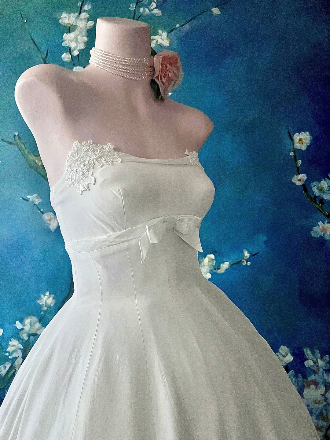 50s Cream Pinup Princess Bride Wedding Gown Gunne Sax Vibe Laura Ashley ...