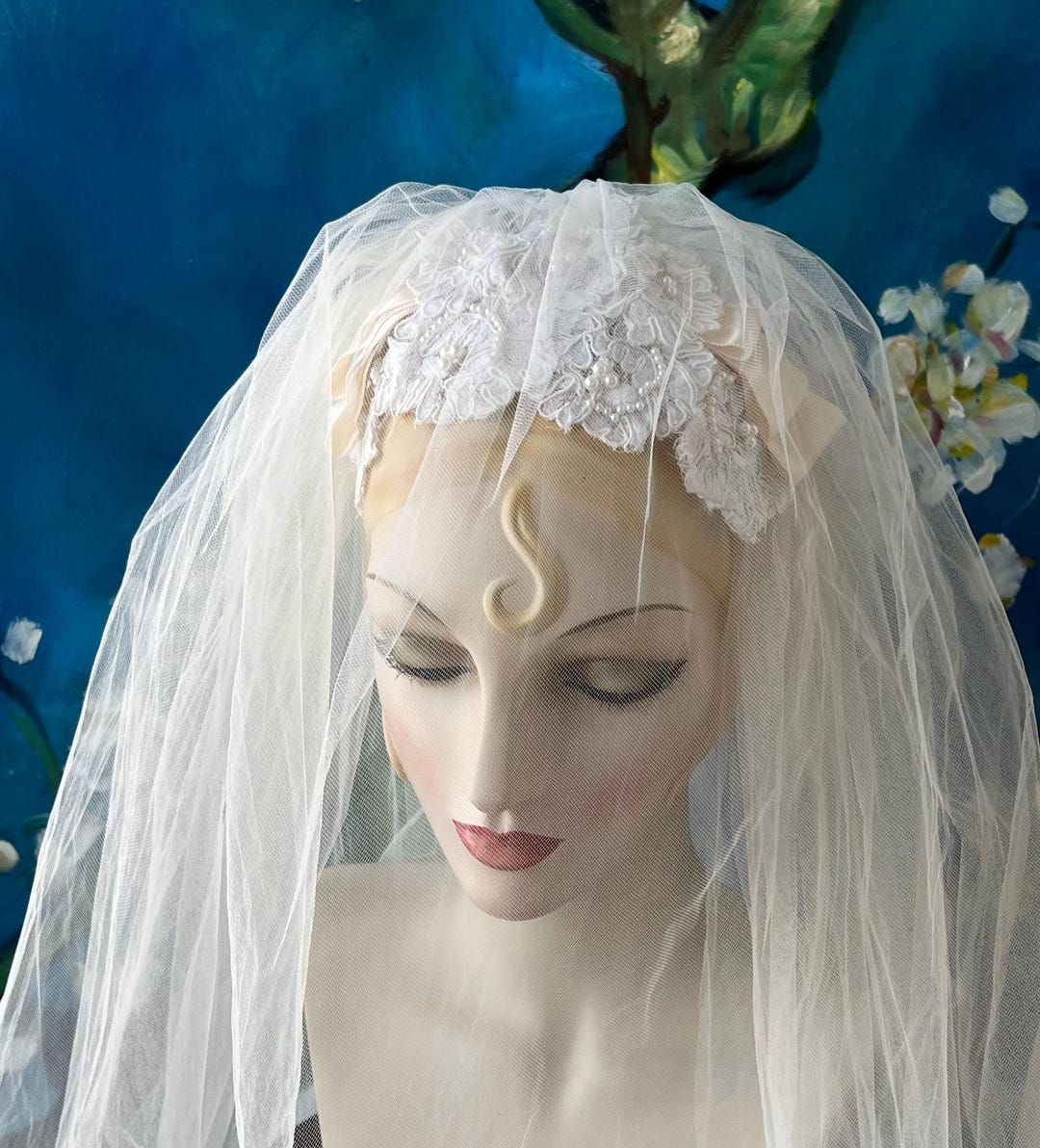 Juliet Lace Bridal Cap With Bow Vintage Juliet Cap Bridal Veil White ...
