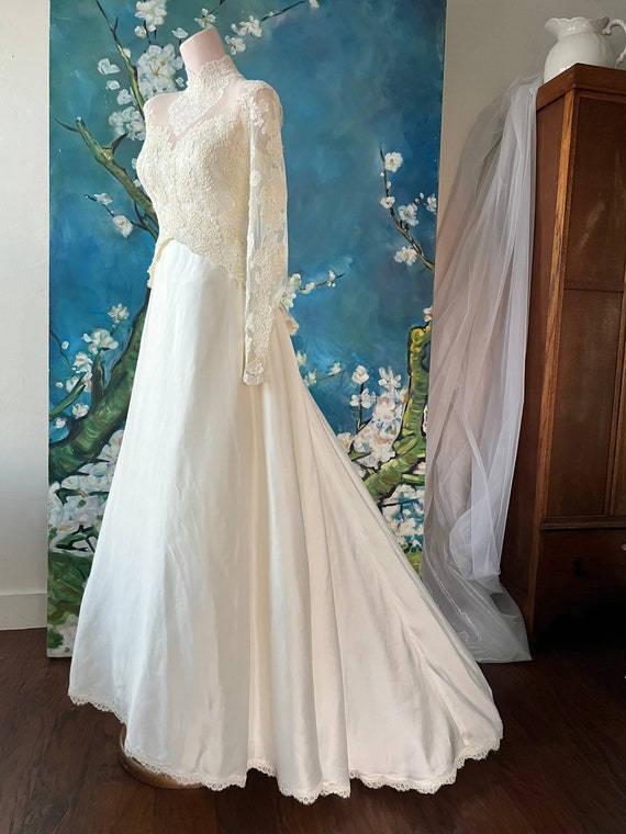 70s Western Prairie Princess Bride Cream Wedding Dres… - Gem