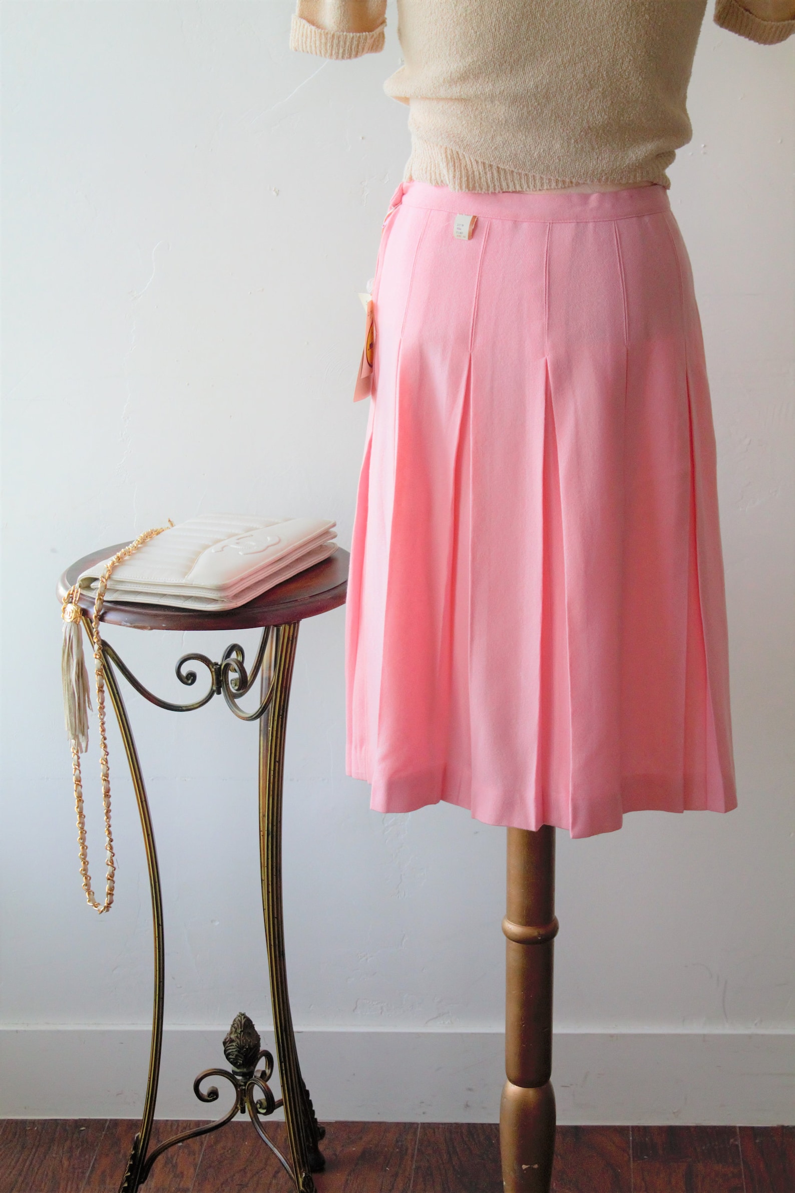 Wool Skirt Secretary Dress Office Skirt Pink Box Pleat Skirt - Etsy