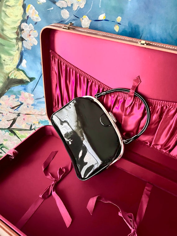 DOVA Black Patent Leather Handbag: 1950s Mid Century … - Gem