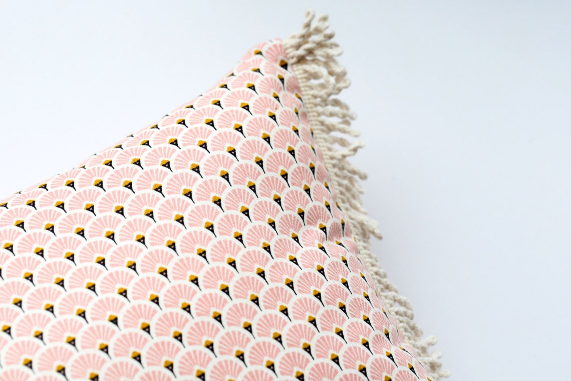 Art Deco Fan Pillow Pink Lumbar Throw Pillow Girl's Room | Etsy