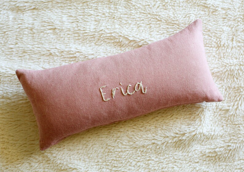 Dusty Pink Small Lumbar Pillow Personalised With Hand - Etsy