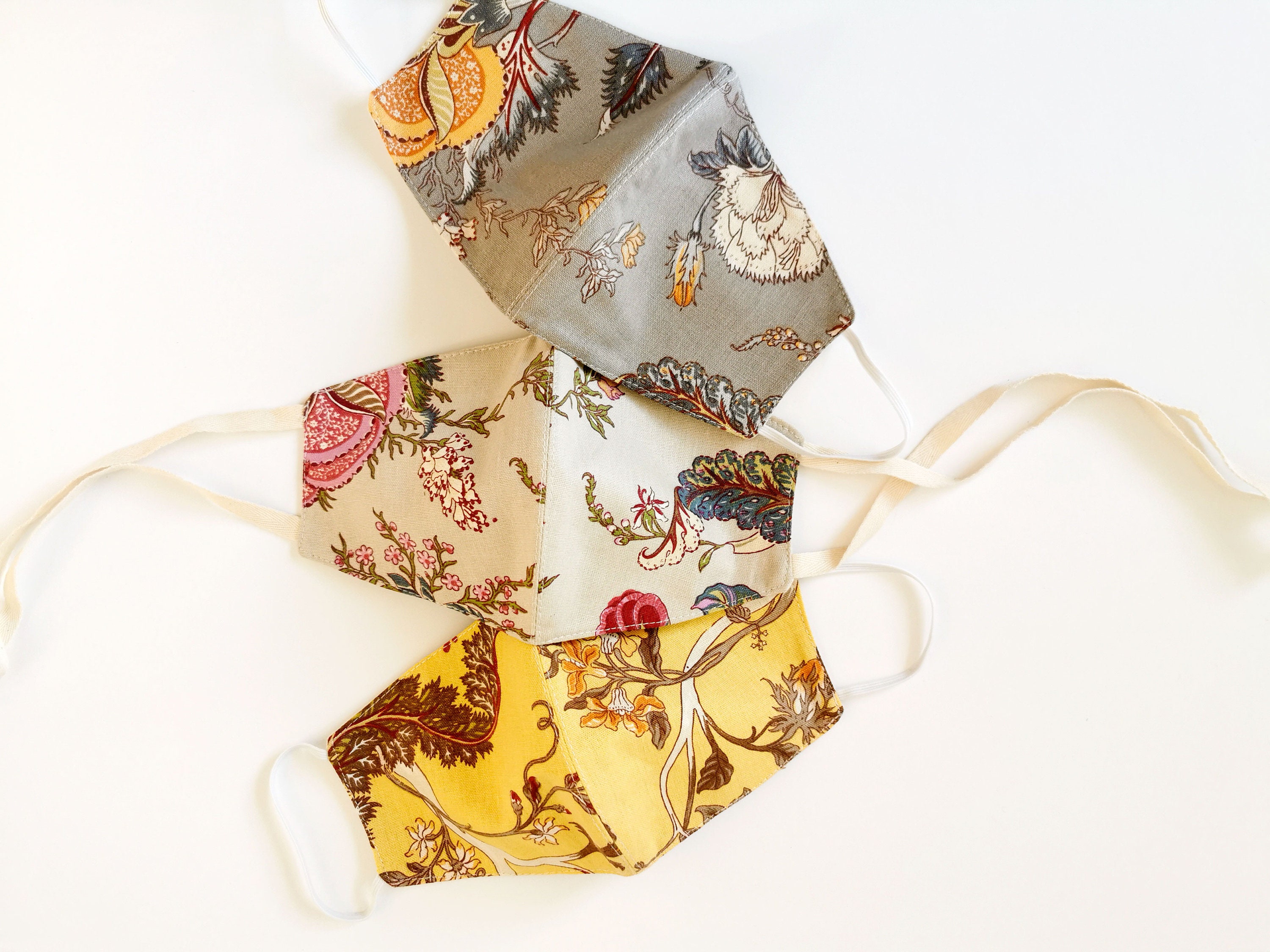 Floral Cotton Face Mask Set, Designer Prints, Handmade in Greece - Etsy
