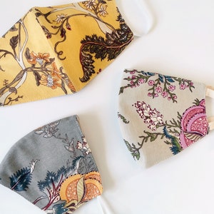 Floral Cotton Face Mask Set, Designer Prints, Handmade in Greece - Etsy