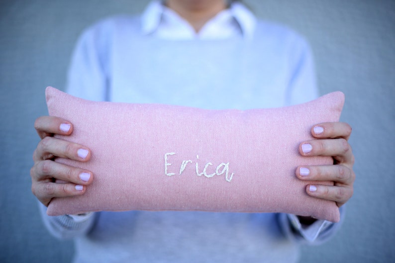 Dusty Pink Small Lumbar Pillow Personalised With Hand - Etsy