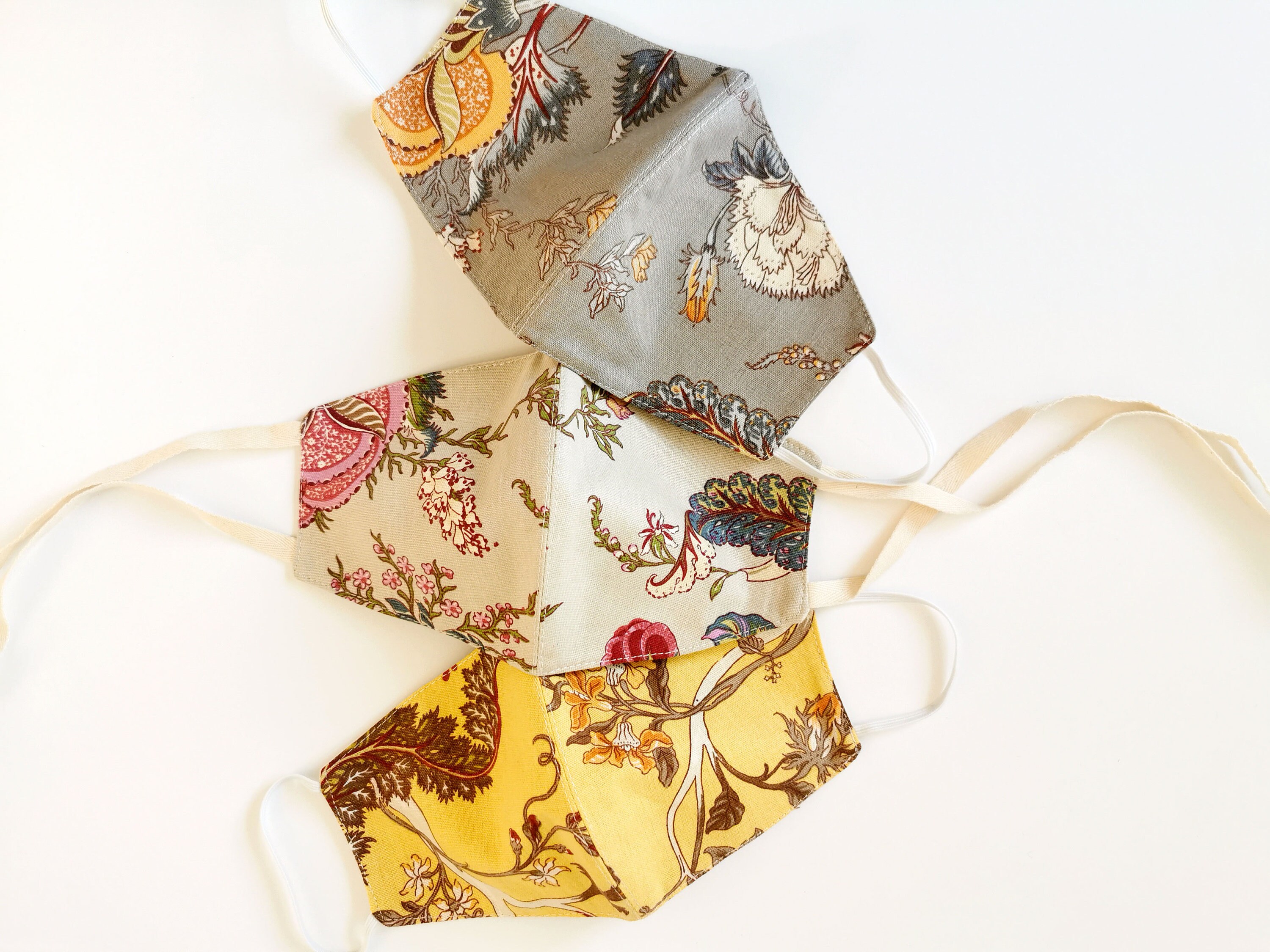 Floral Cotton Face Mask Set, Designer Prints, Handmade in Greece - Etsy