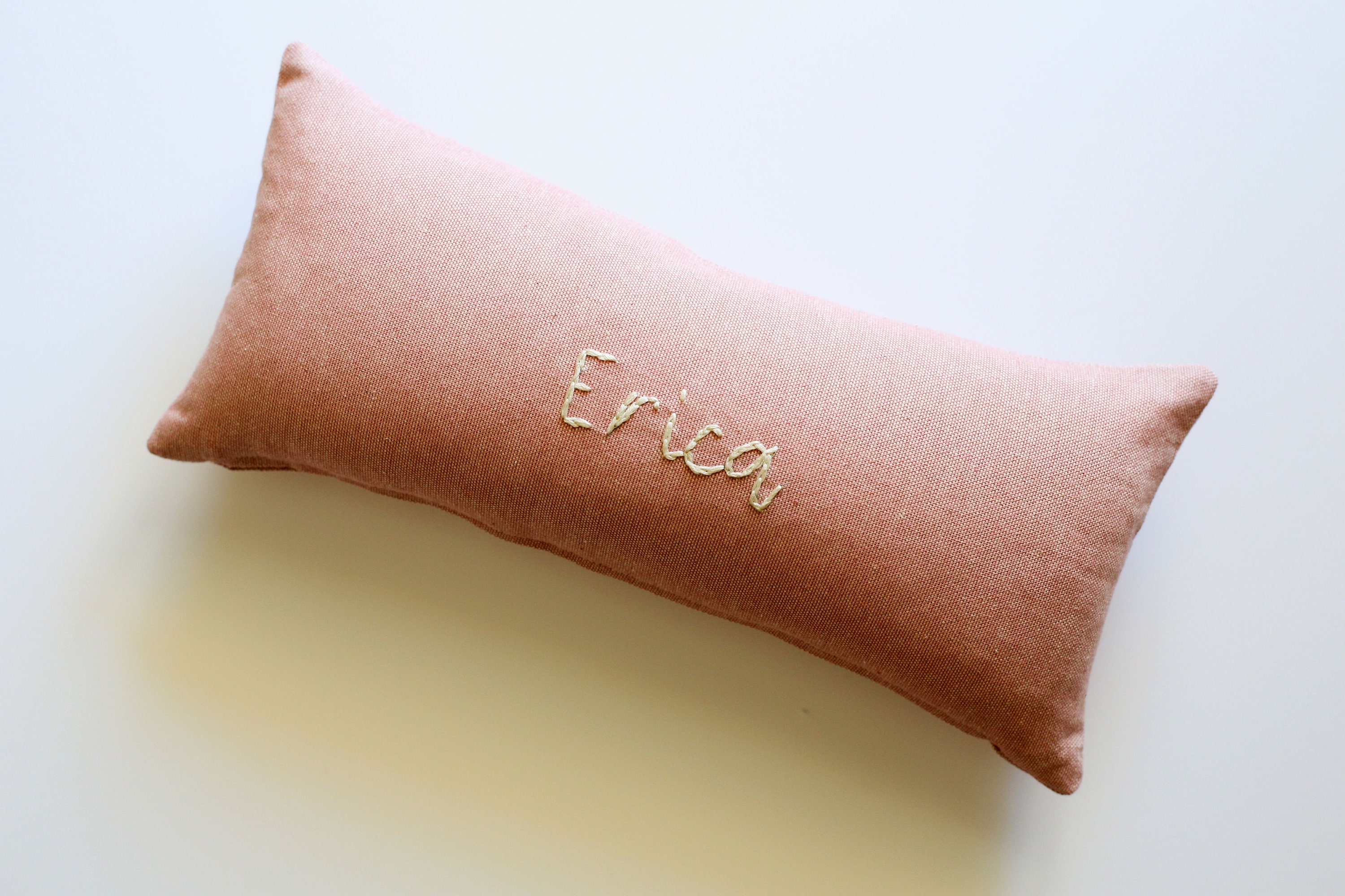 Dusty Pink Small Lumbar Pillow Personalised With Hand | Etsy