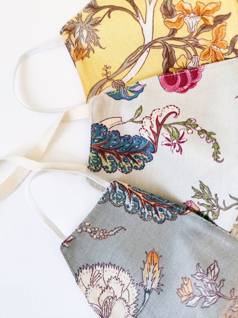 Floral Cotton Face Mask Set, Designer Prints, Handmade in Greece - Etsy