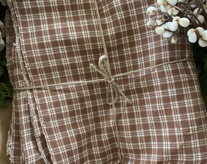 Antique Brown Checked Fabric - Etsy