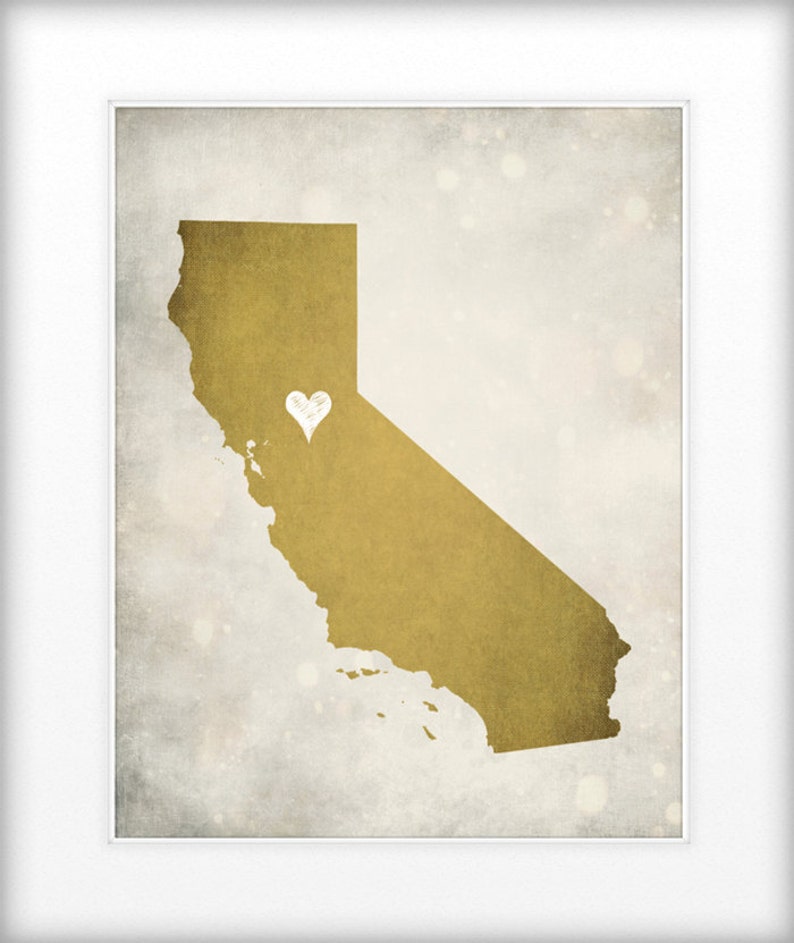 California State Map Art Print Home Town Love Personalized | Etsy