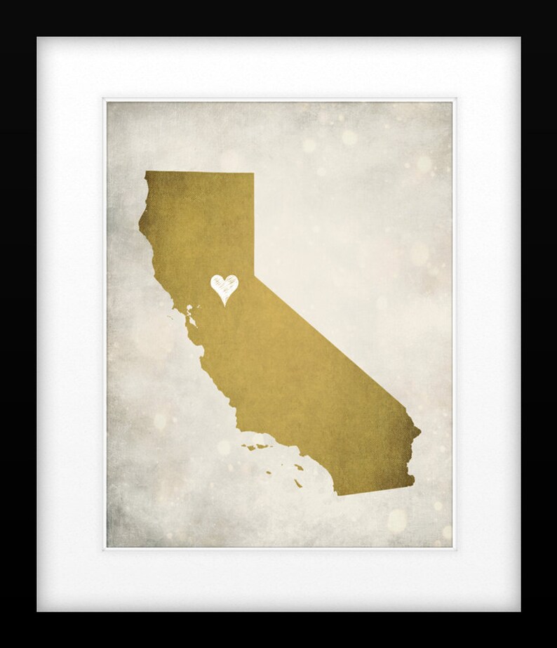 California State Map Art Print Home Town Love Personalized | Etsy
