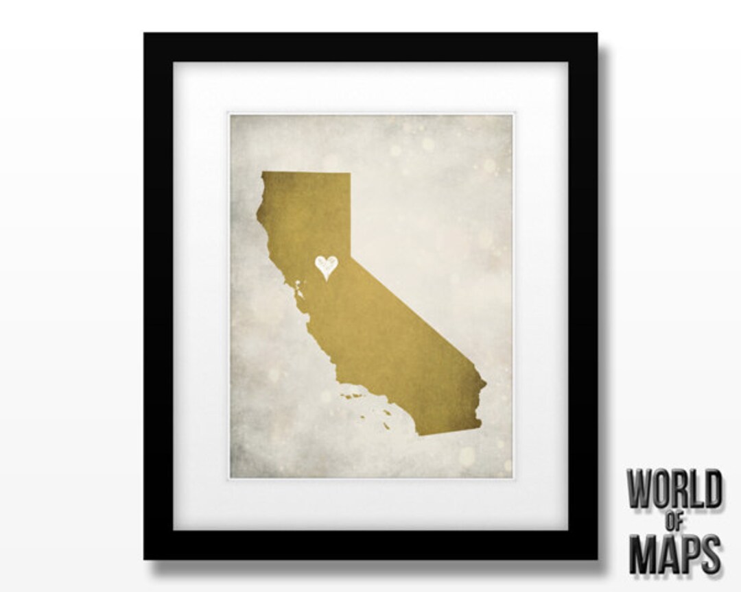 California State Map Art Print Home Town Love Personalized - Etsy