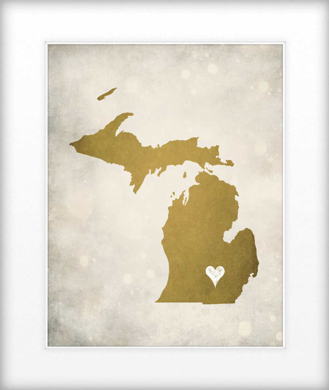 Michigan State Map Art Print Home Town Love Personalized | Etsy