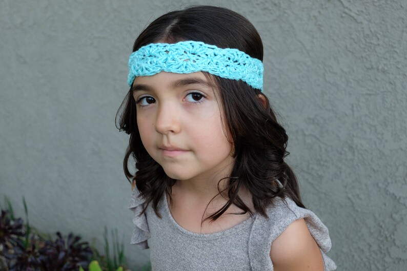Light Blue Sparkle Kids Cotton Crocheted Headband // Kids Gift // Gifts ...