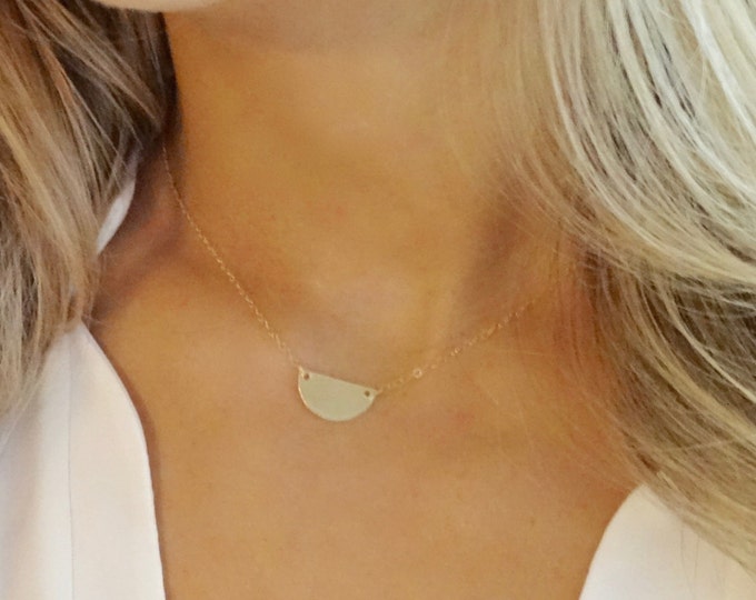 Gold Half Circle Necklace Half Moon Necklace 14k Gold Fill - Etsy