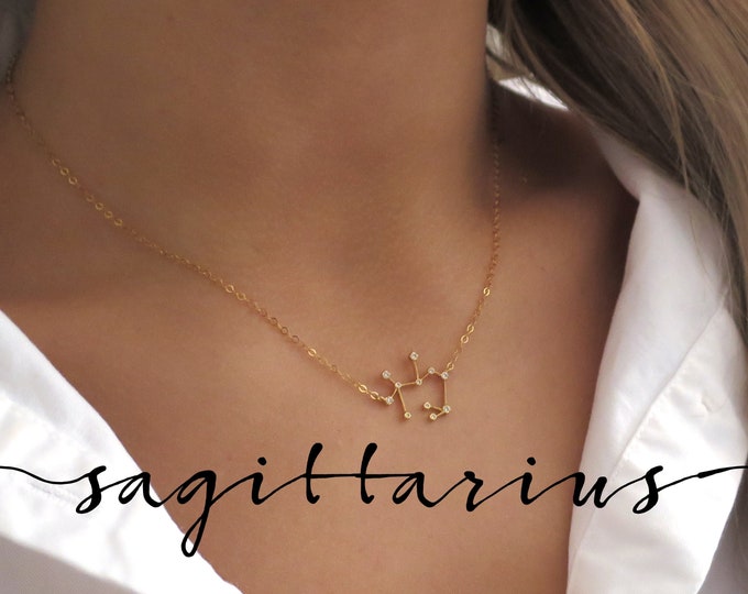 Gold Sagittarius Necklace Gold, Sagittarius Zodiac Necklace 14k Gold Filled, Sagittarius ...