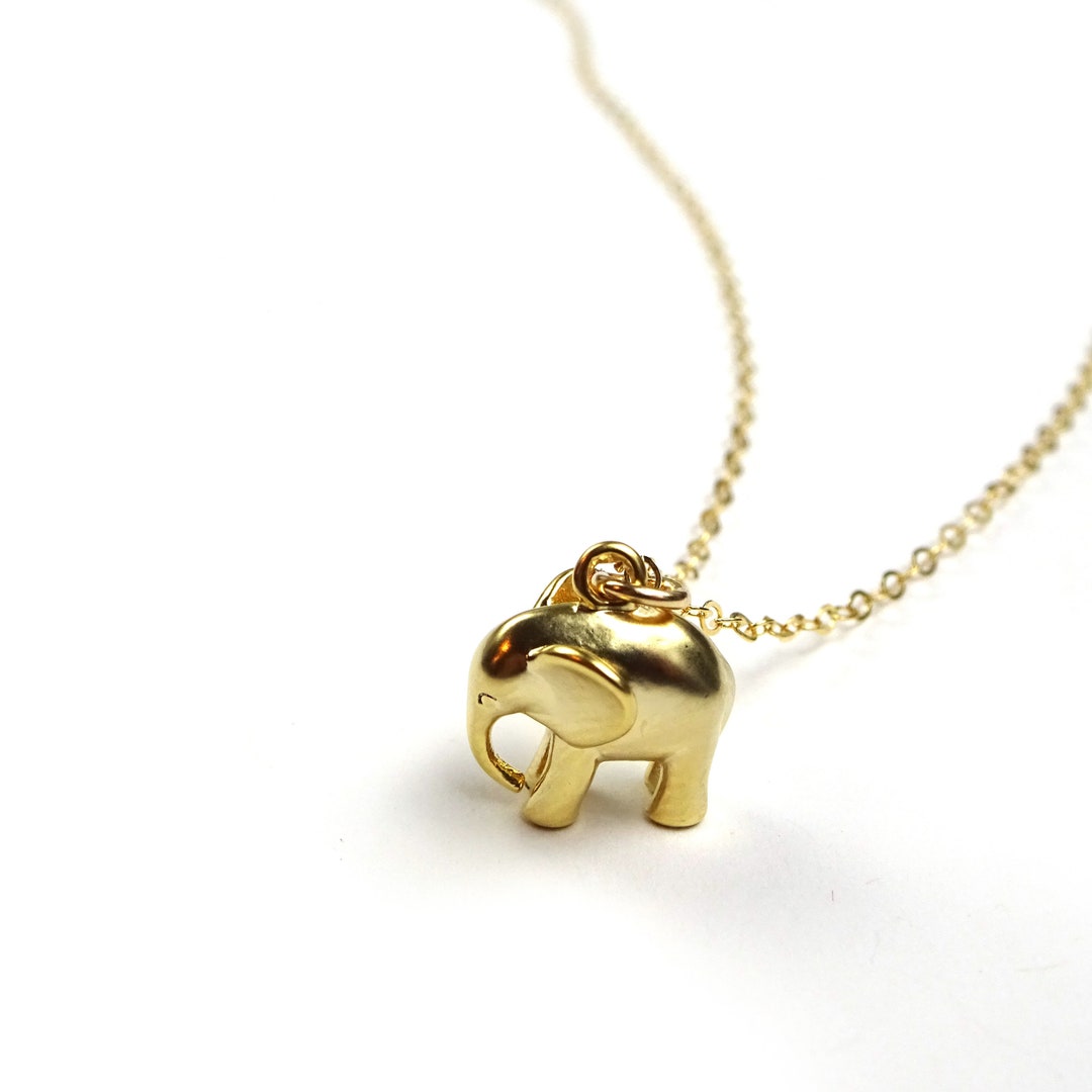 Tiny Elephant Necklace, Small Elephant Pendant, Gold Elephant Gift ...