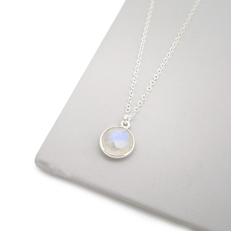 Silver Moonstone Necklace Rainbow Moonstone Pendant Sterling - Etsy