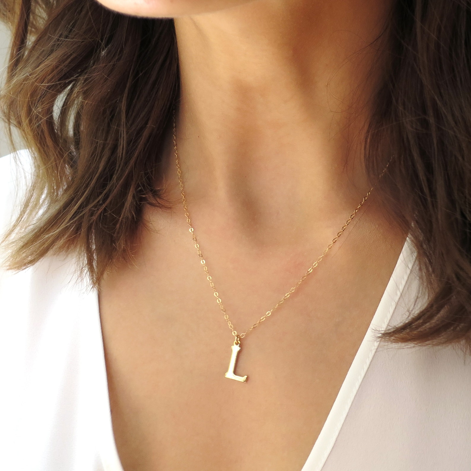 Large Initial Necklace Gold Gold Initial Pendant Monogram - Etsy