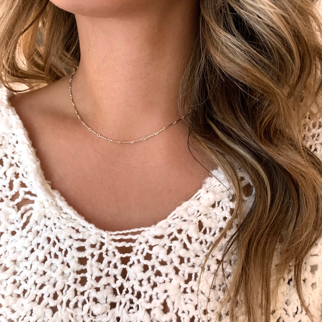 Sterling Silver Bar Chain, Simple Silver Necklace, Simple Sterling ...