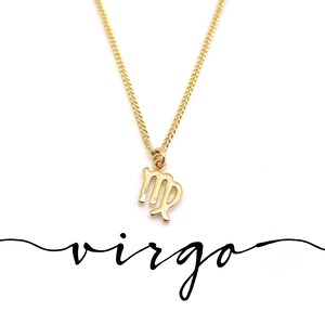 Gold Virgo Necklace, Dainty Virgo Jewelry, Small Virgo Pendant, Virgo ...