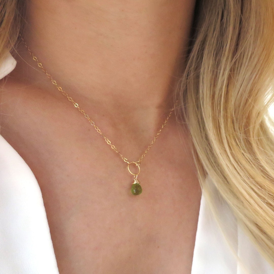 Dainty Peridot Necklace, Small Peridot Pendant, Simple Peridot Jewelry ...
