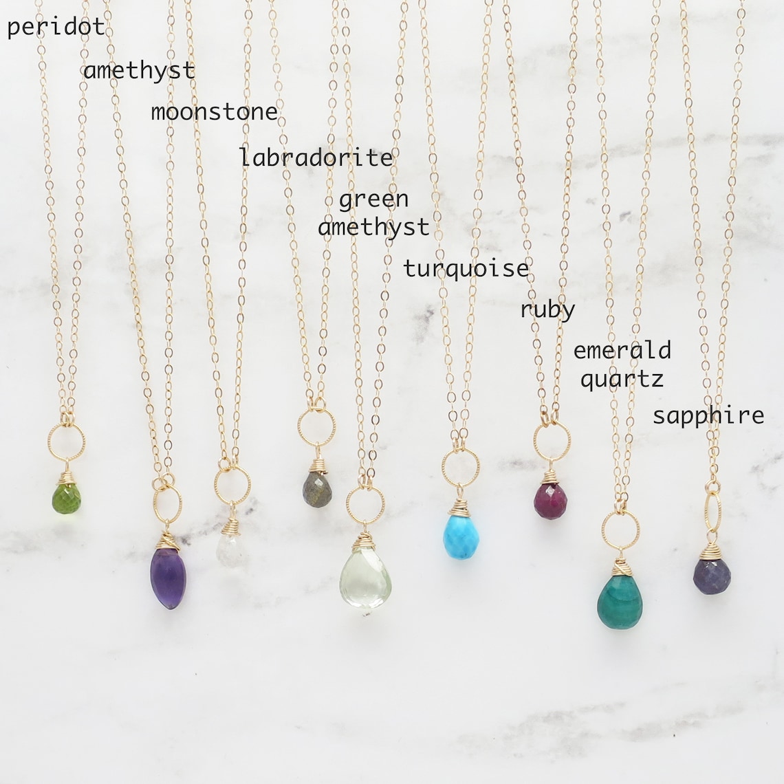 Tiny Gemstone Necklace, Dainty Gemstone Pendant, Tiny Turquoise ...