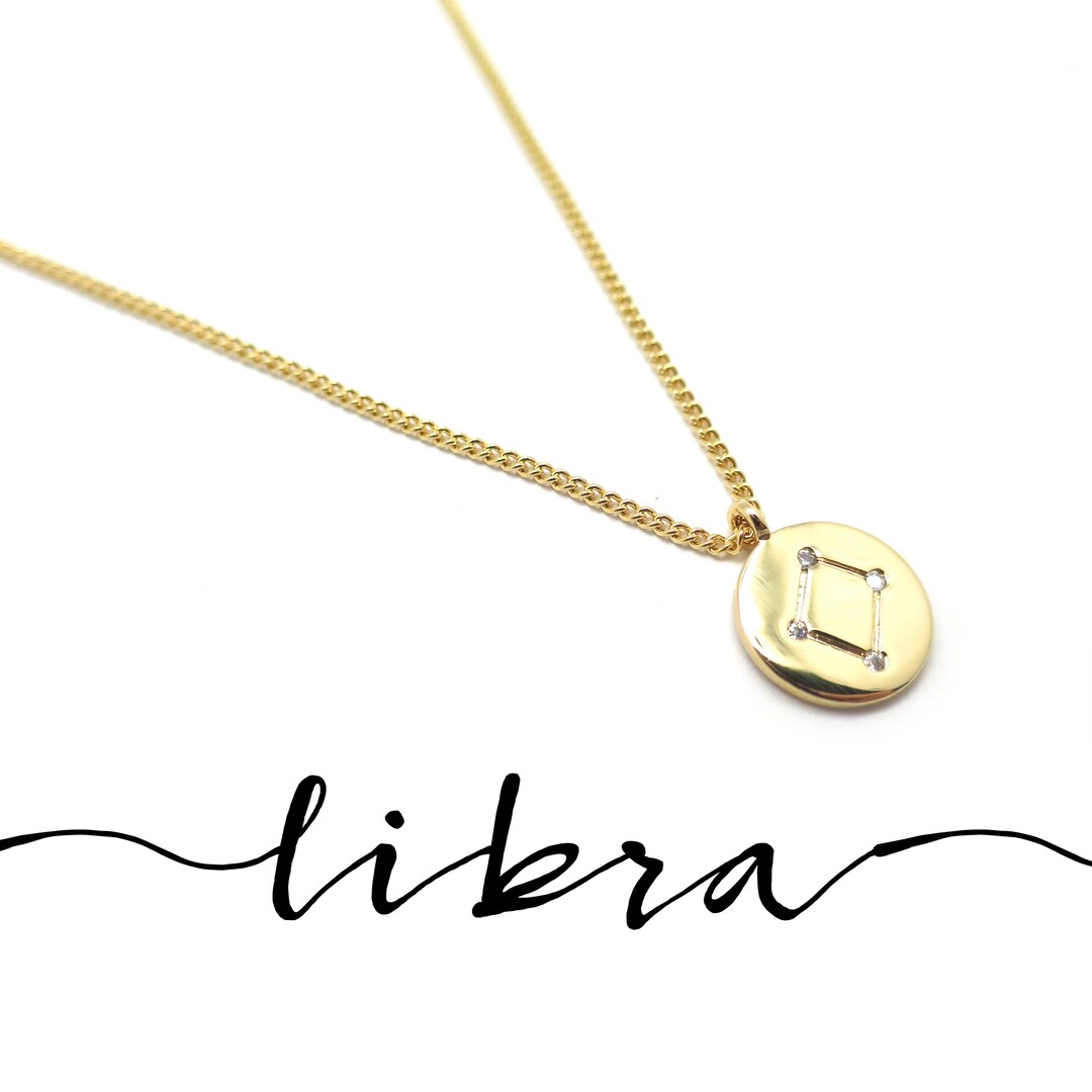 Gold Libra Necklace, Libra Zodiac Necklace, Dainty Zodiac Jewelry ...
