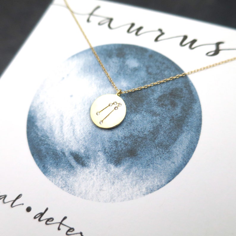 Taurus Zodiac Necklace Gold Taurus Necklace Taurus - Etsy