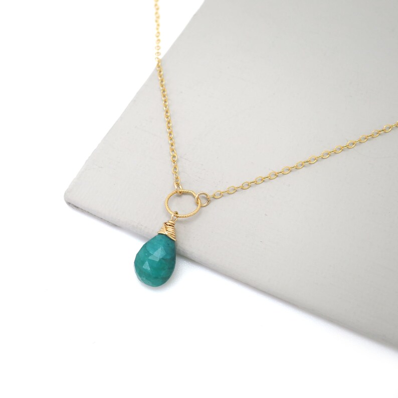 Small Emerald Pendant, Dainty Emerald Necklace, Simple Emerald Jewelry ...