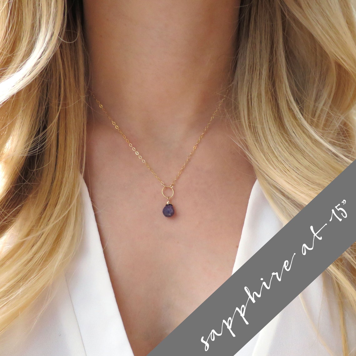 Tiny Gemstone Necklace Dainty Gemstone Pendant Tiny | Etsy