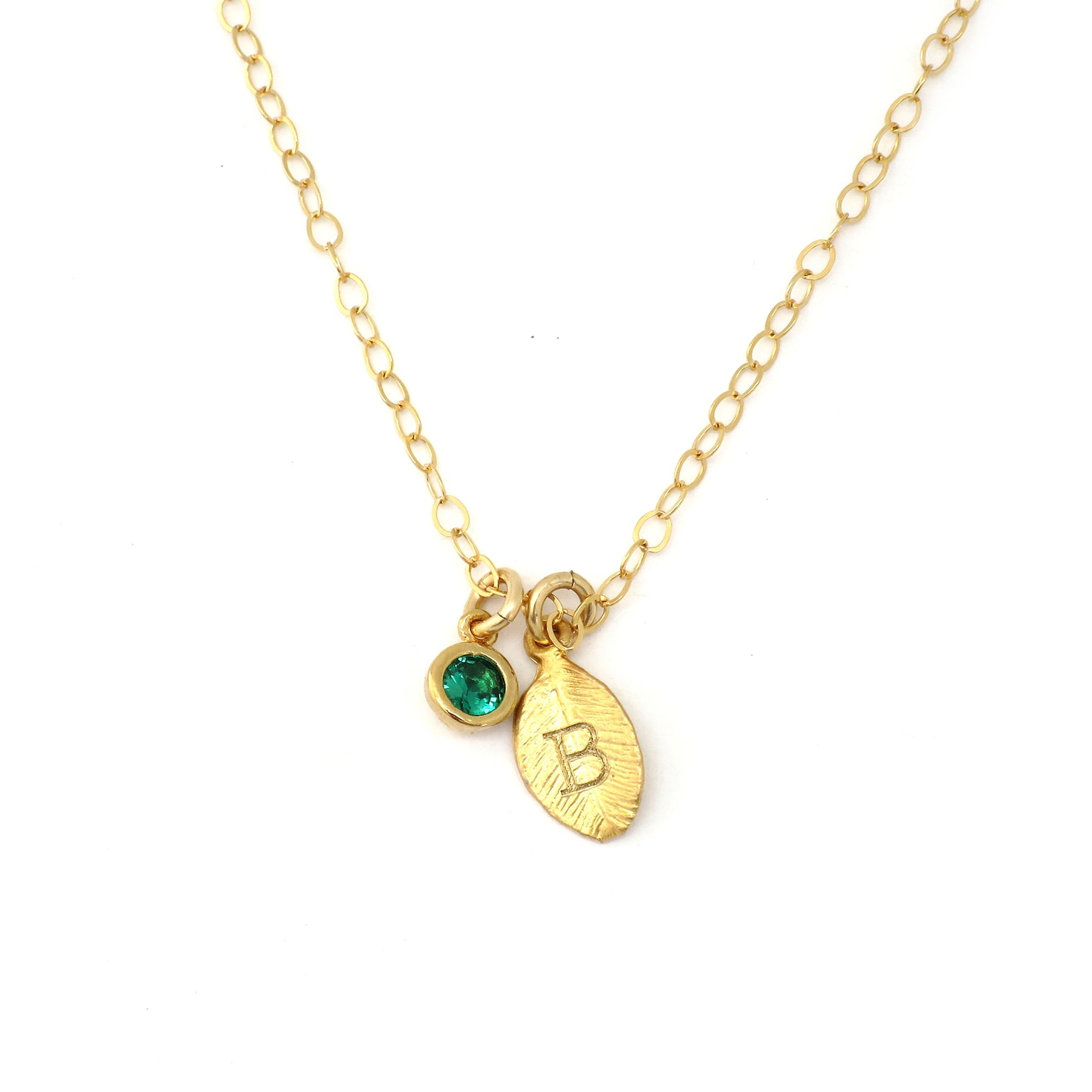 Gold Initial Necklace Gold Birthstone Necklace Personalized - Etsy