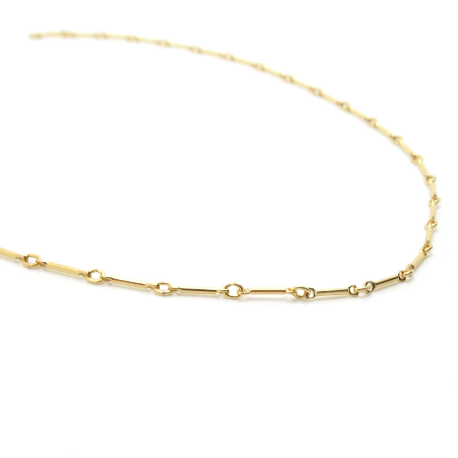 Gold Bar Chain Simple Gold Necklace Simple Gold Filled | Etsy