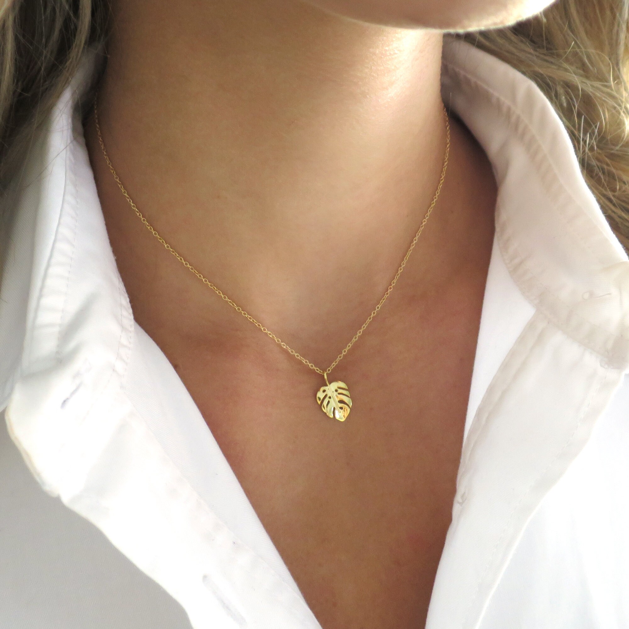 Gold Monstera Leaf Necklace Monstera Necklace Palm Leaf - Etsy