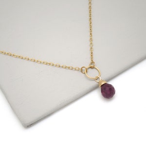 Small Ruby Pendant, Dainty Ruby Necklace, Simple Ruby Jewelry, Ruby ...