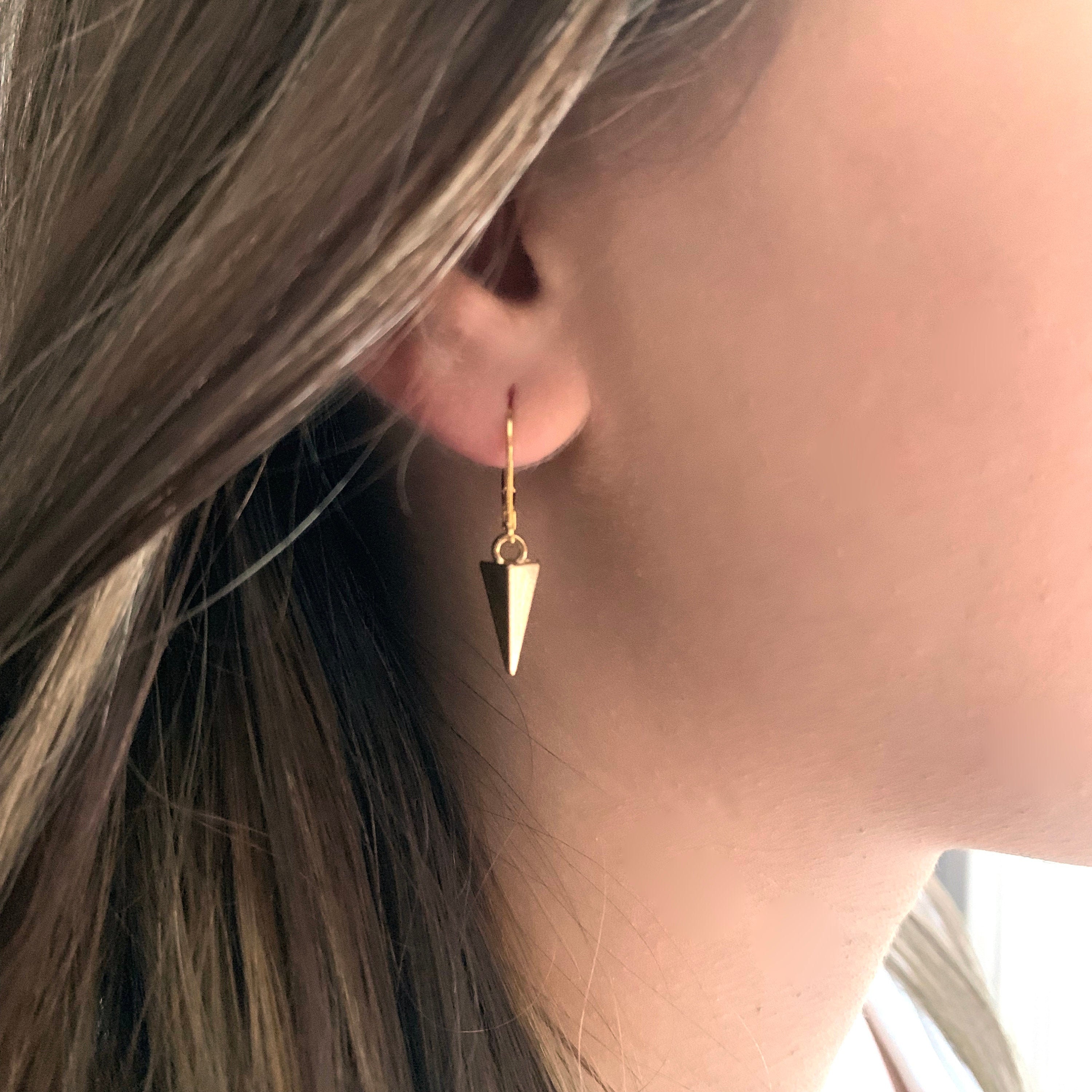 Gold Spike Earrings Gold Point Earrings Spike Gold Earrings | Etsy