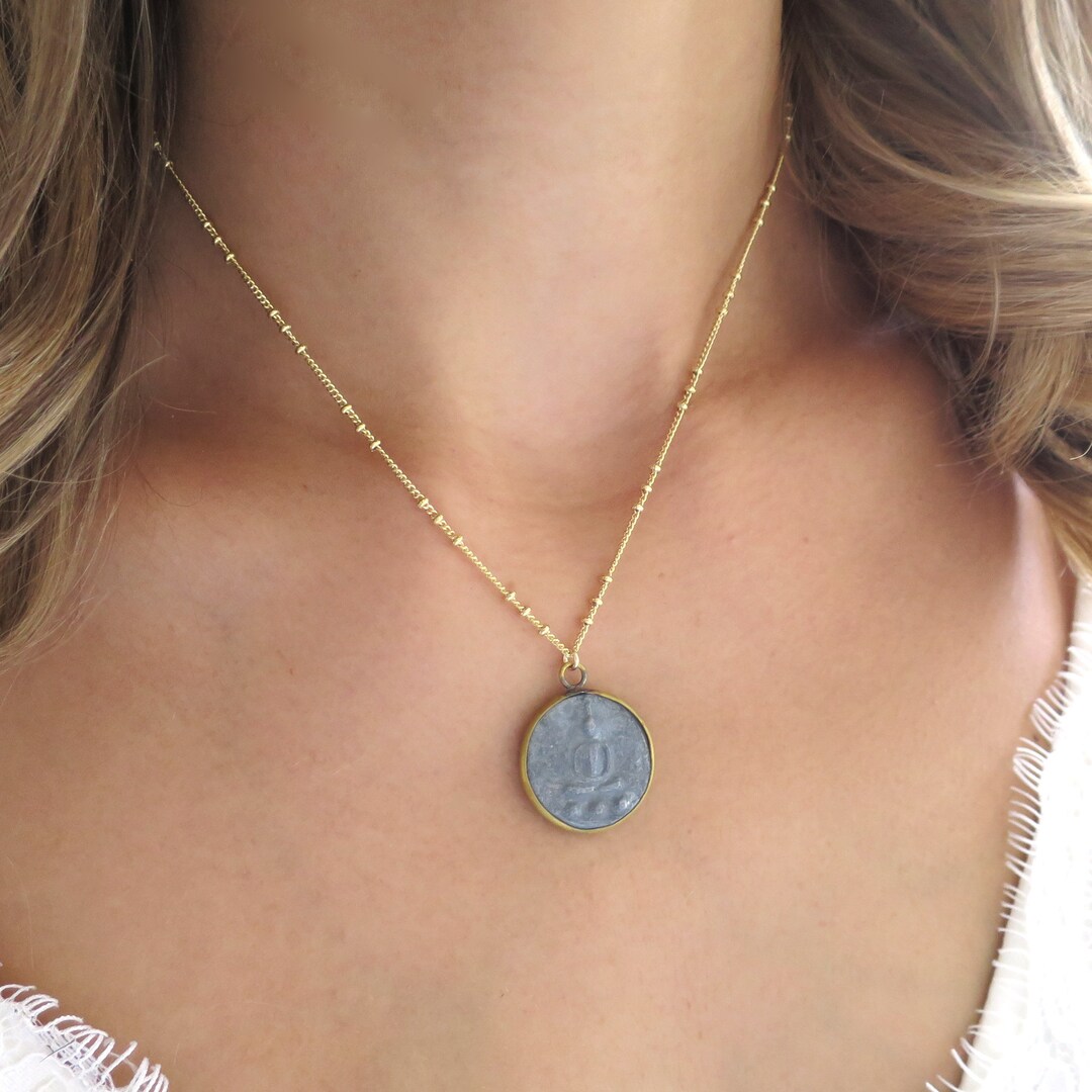 Gold Buddha Necklace, Buddha Pendant, Buddha Jewelry, Buddha Coin ...