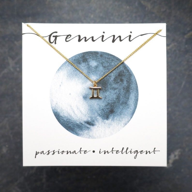 Gold Gemini Jewelry Dainty Gemini Necklace Small Gemini - Etsy