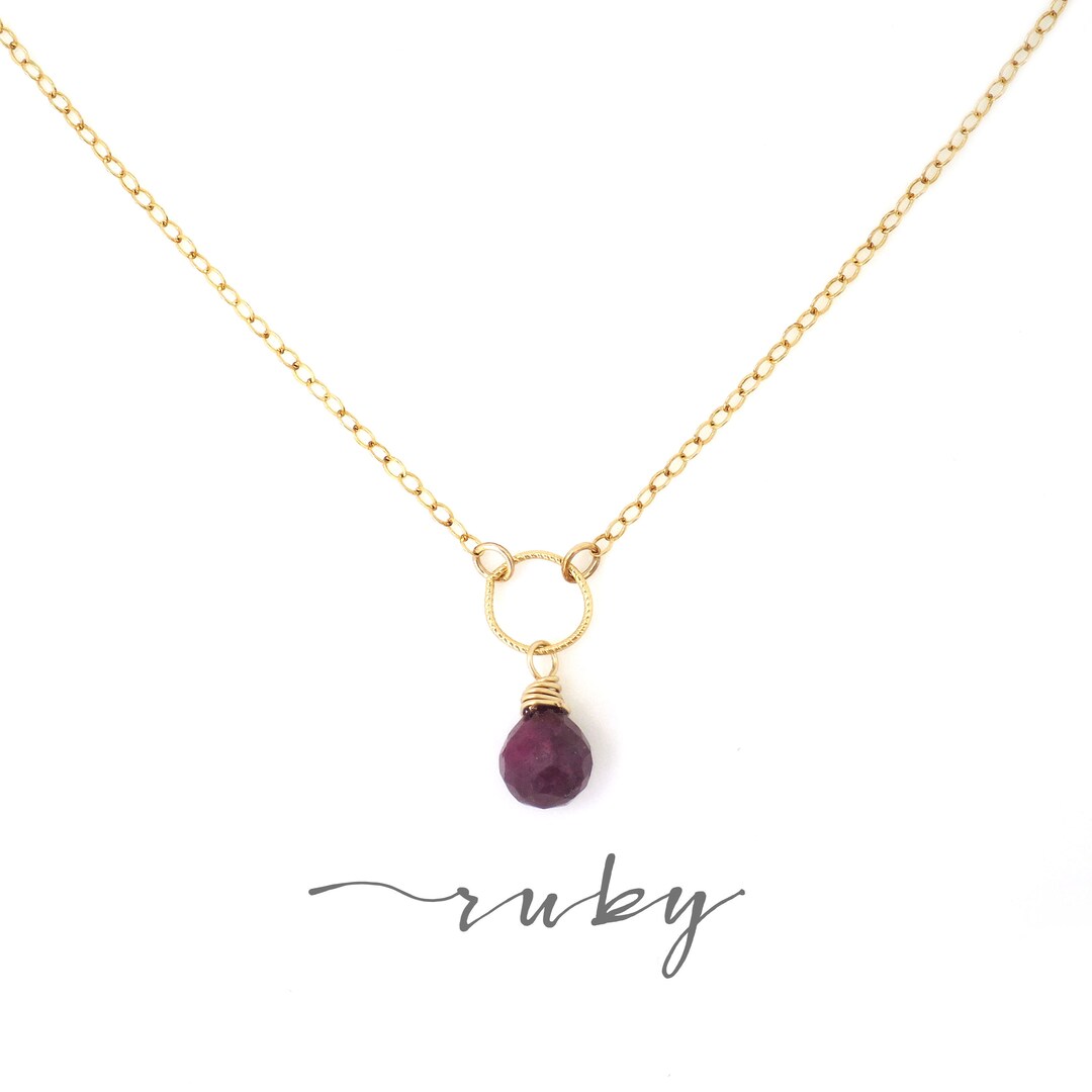 Dainty Ruby Necklace, Small Ruby Pendant, Simple Ruby Jewelry, Ruby ...