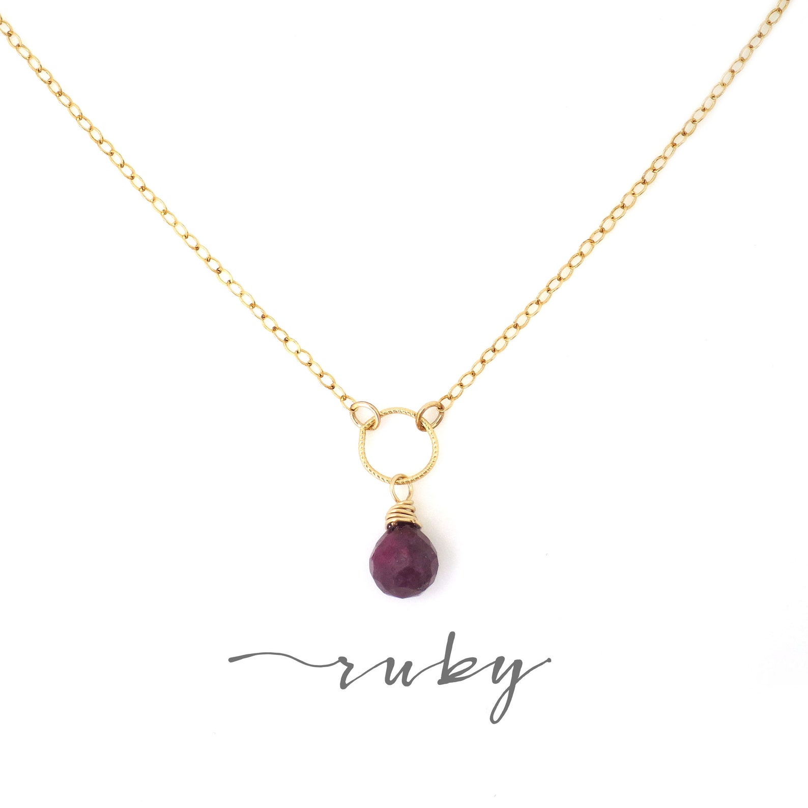 Small Ruby Pendant Dainty Ruby Necklace Simple Ruby Jewelry - Etsy