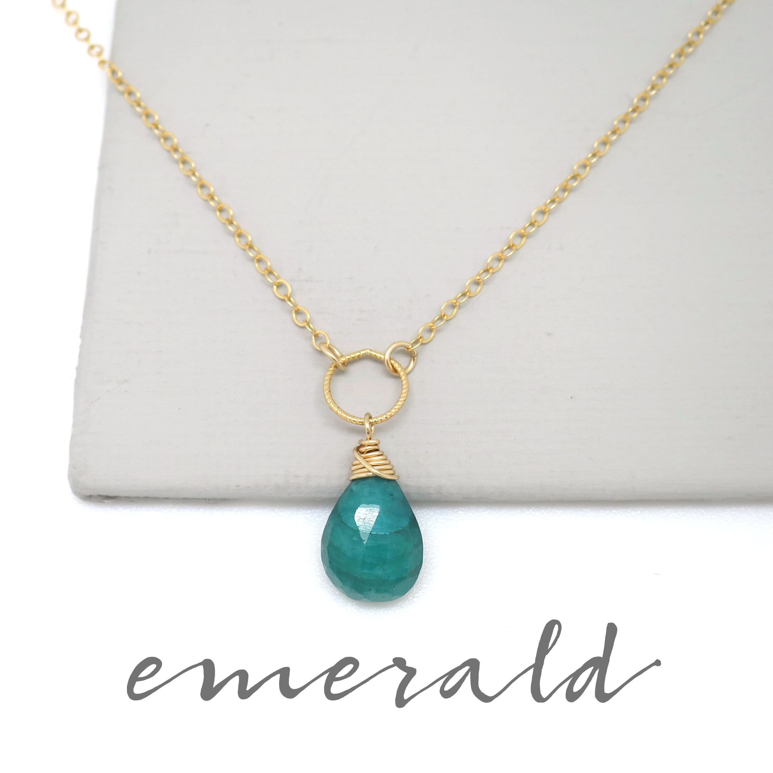 Small Emerald Pendant, Dainty Emerald Necklace, Simple Emerald Jewelry ...