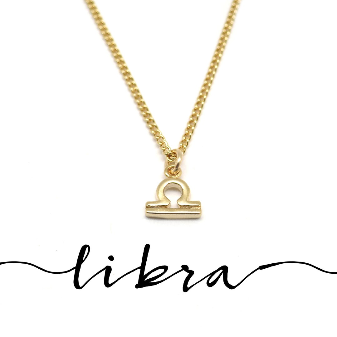 Gold Libra Jewelry, Dainty Libra Necklace, Small Libra Pendant, Libra ...