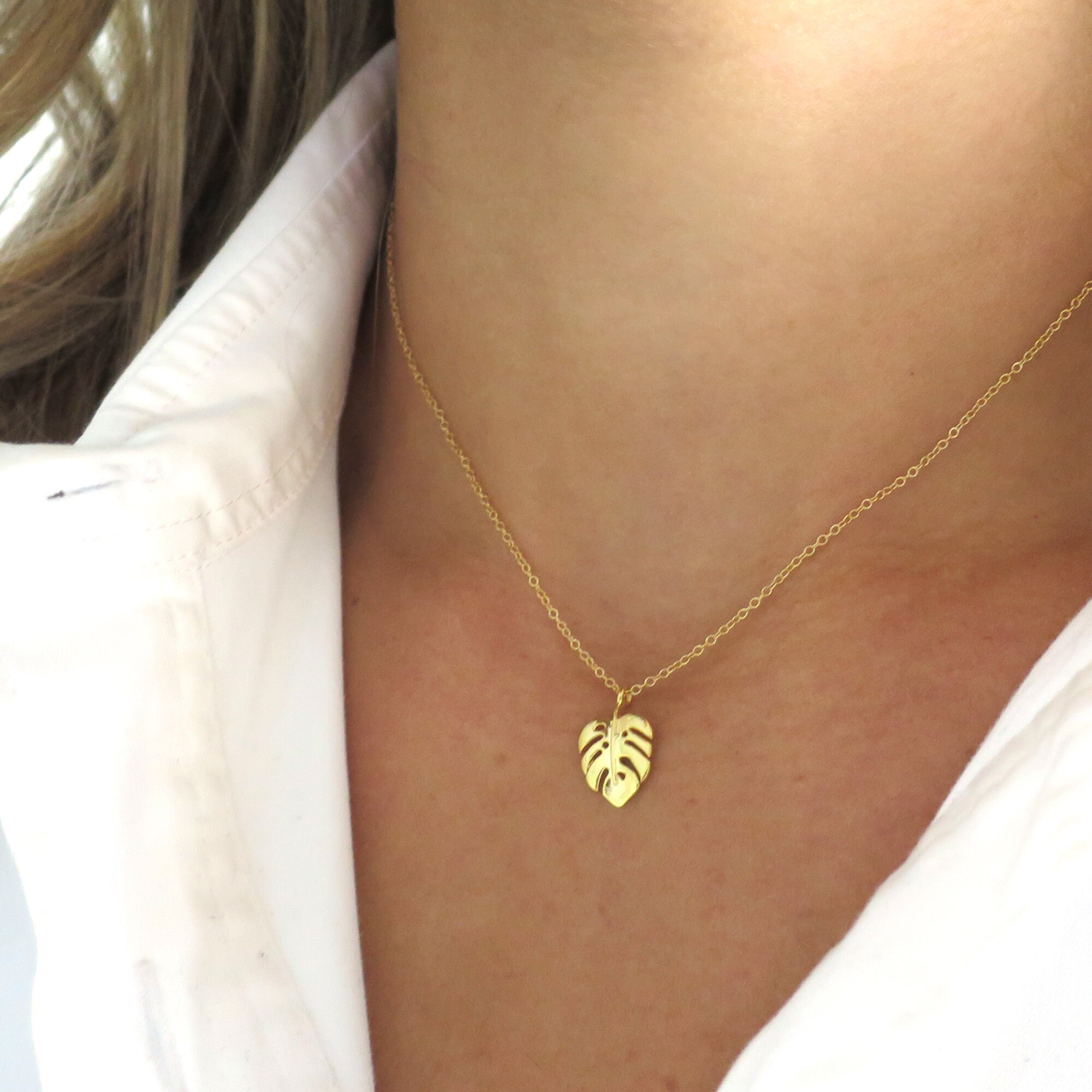 Gold Monstera Leaf Necklace Monstera Necklace Palm Leaf - Etsy