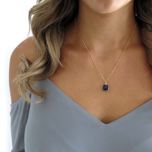 Small Sapphire Necklace, Tiny Sapphire Pendant, Gold Sapphire Jewelry ...