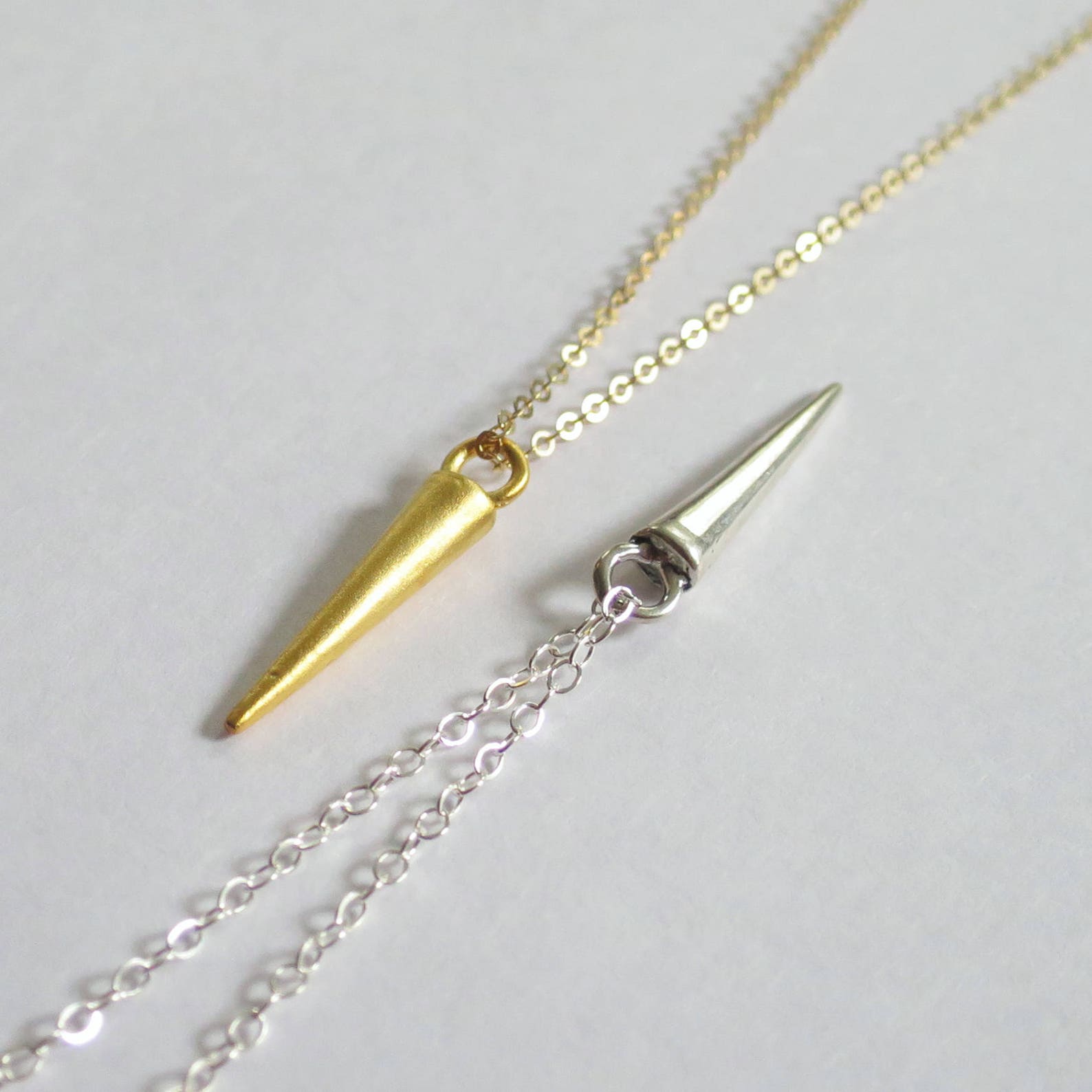 Minimal Gold Spike Necklace Simple Gold Point Necklace Spike - Etsy